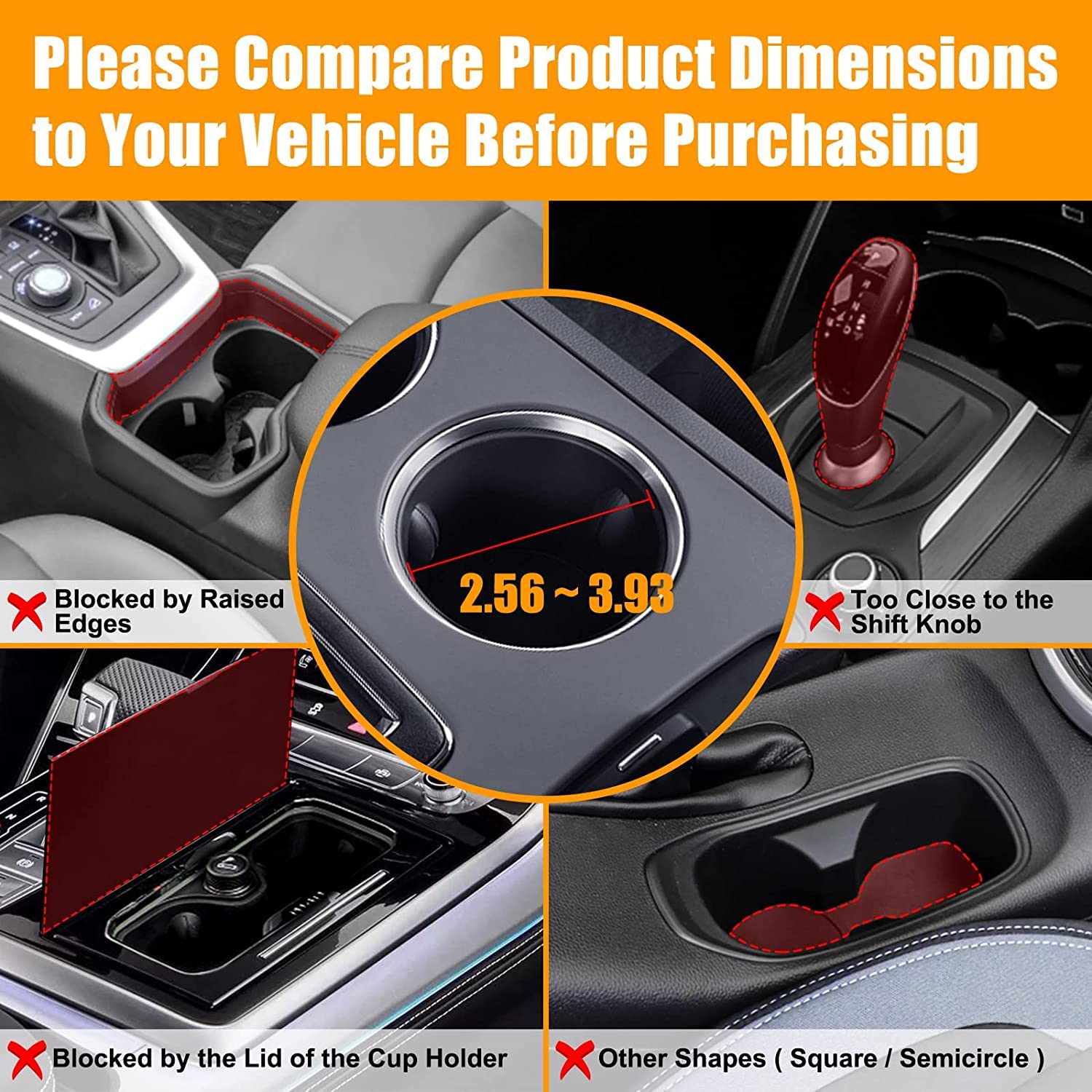 Car Cup Holder Expander Adapter, Cup Holder Extender with Adjustable Arm and Base,Universal Compatible with Yeti Ramblers14-46oz, Hydro Flasks 32/40oz Most 12 to 46 Ounce Bottles&Cups