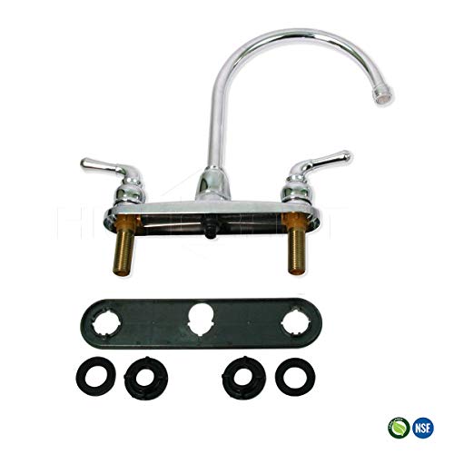 Highcraft 393I9 Kitchen Faucet Without Spray, High Arc Swivel Spout Two Easy to Operate Metal Handles, Chrome Finish Lead-Free Construction 2.2 GPM Flow Rate