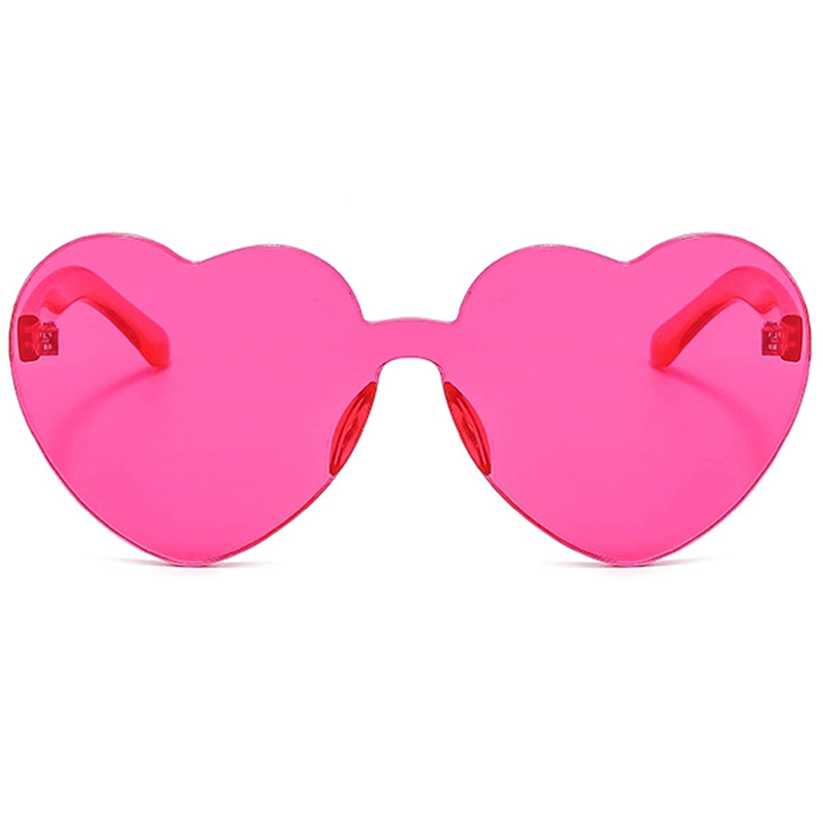 Dollger Heart Shape Sunglasses Bachelorette Party Sunglasses One Piece Transparent Rimless Candy Color Glasses Dark Pink