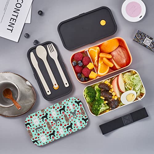 KOOLR Poodles Dogs Print Bento Box Adult Lunch Box With 2 Compartments Stackable For Work Picnic Leak Proof Bento Box