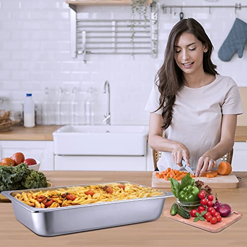 ZeroPone Hotel Pan 4" Deep Steam Table Pan 6 Pack Full Size 20.8"L x 12.8"W Hotel Pan 22 Gauge Stainless Steel Anti Jam Steam Table Pan