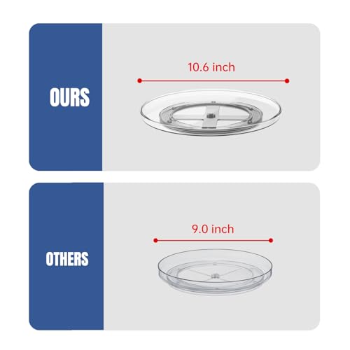 HITISPACE 10.6 Inch Lazy Susan Organizer 2 Pack, Clear Turntable Organizer for Cabinet, Plastic Rotating Spice Rack Pantry Organization and Storage for Kitchen, Bathroom, Countertop, Table, Fridge