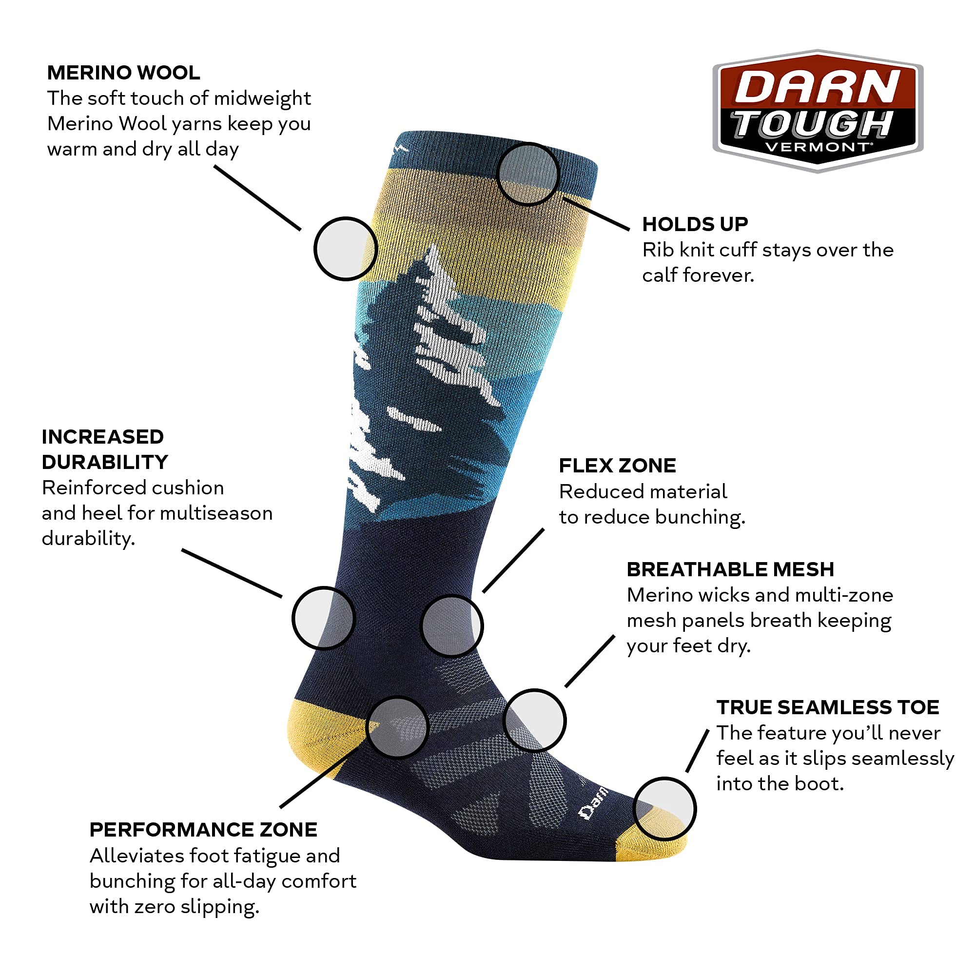Darn Tough womens Retro Outdoors Equipment, Dark Teal, Medium US