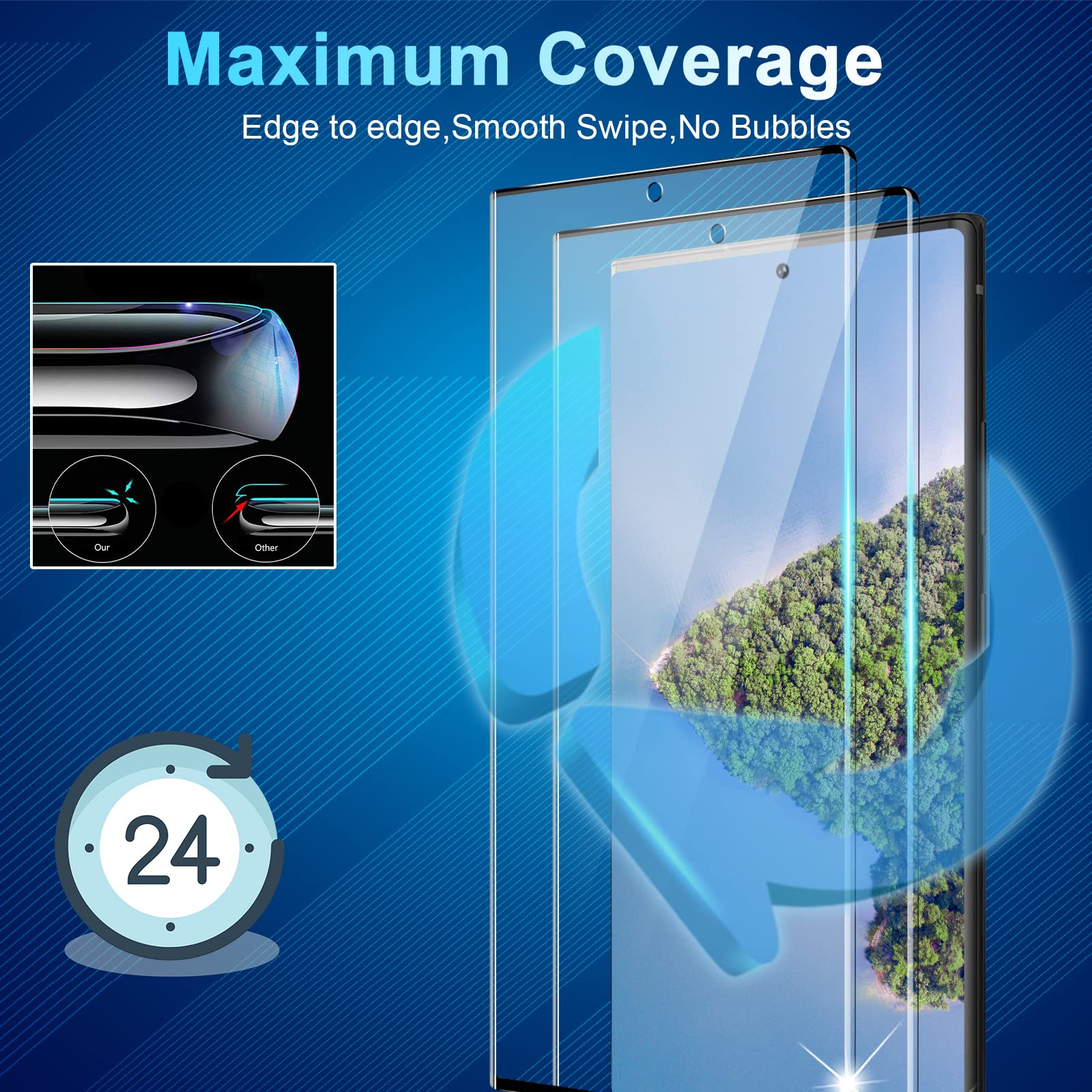 Galaxy S22 Ultra Screen Protector [2+2 Pack] Camera Lens Protector, Fingerprint Unlock Support, HD Tempered Glass, Touch Sensitive, Anti Scratch, for Samsung S22 Ultra 5G Glass Screen Protector