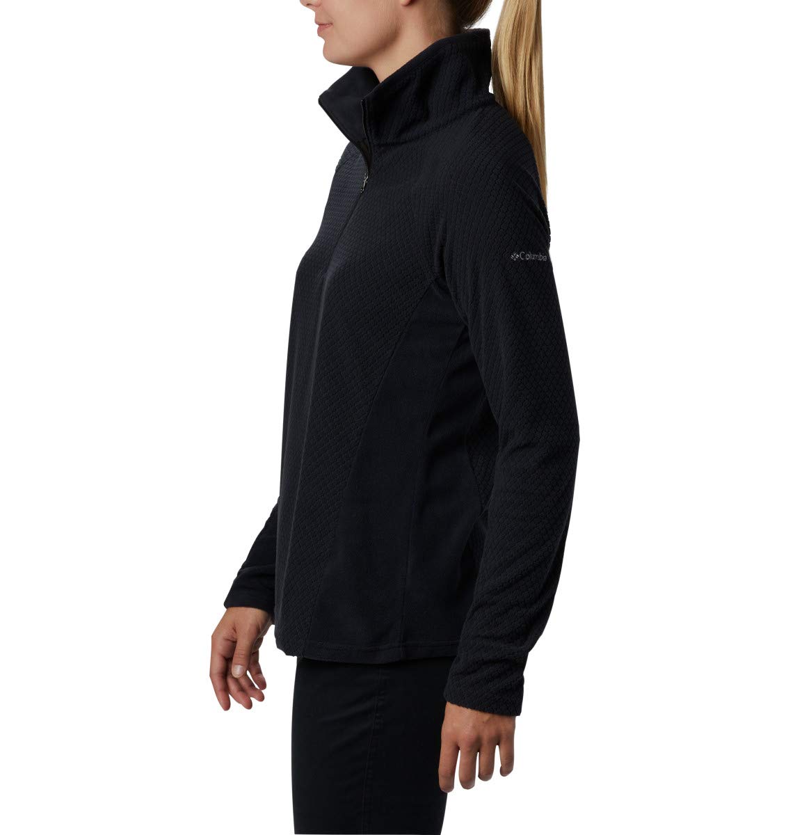 Columbia Women's Glacial IV Print Half Zip, Black Quilt Pattern/Black, Medium