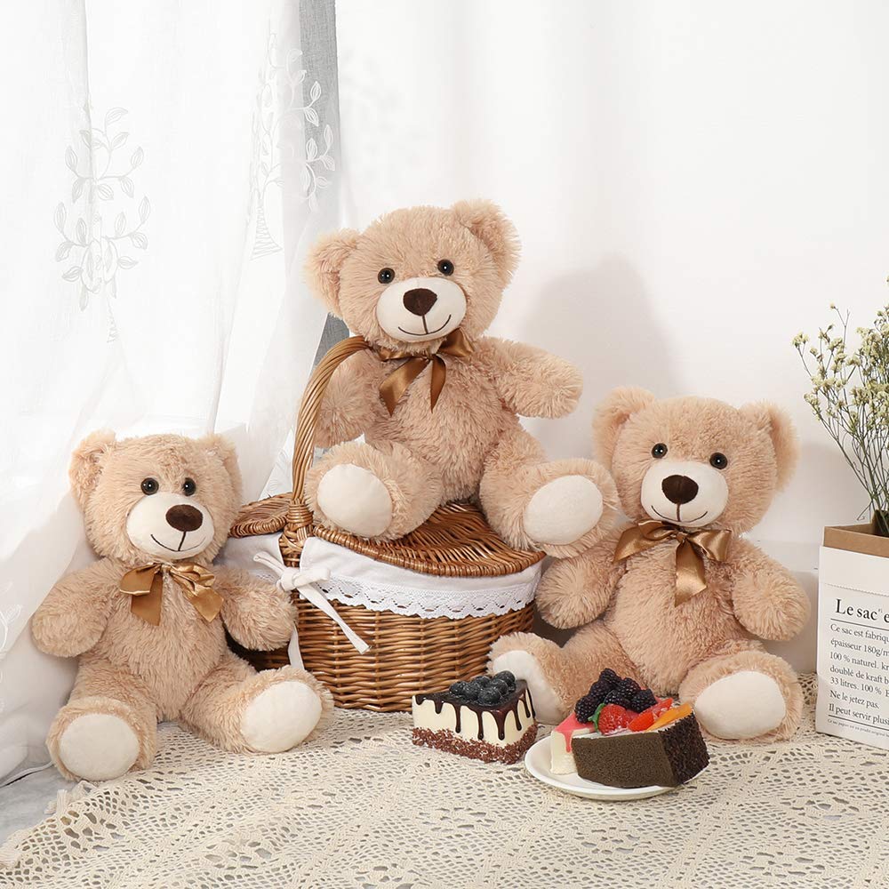 Toys Studio 3-Pack Teddy Bear, 3 Tan Cute Plush Stuffed Animals, 13.8 Inch Teddy Bears for Kids Boys Girls, Light Brown