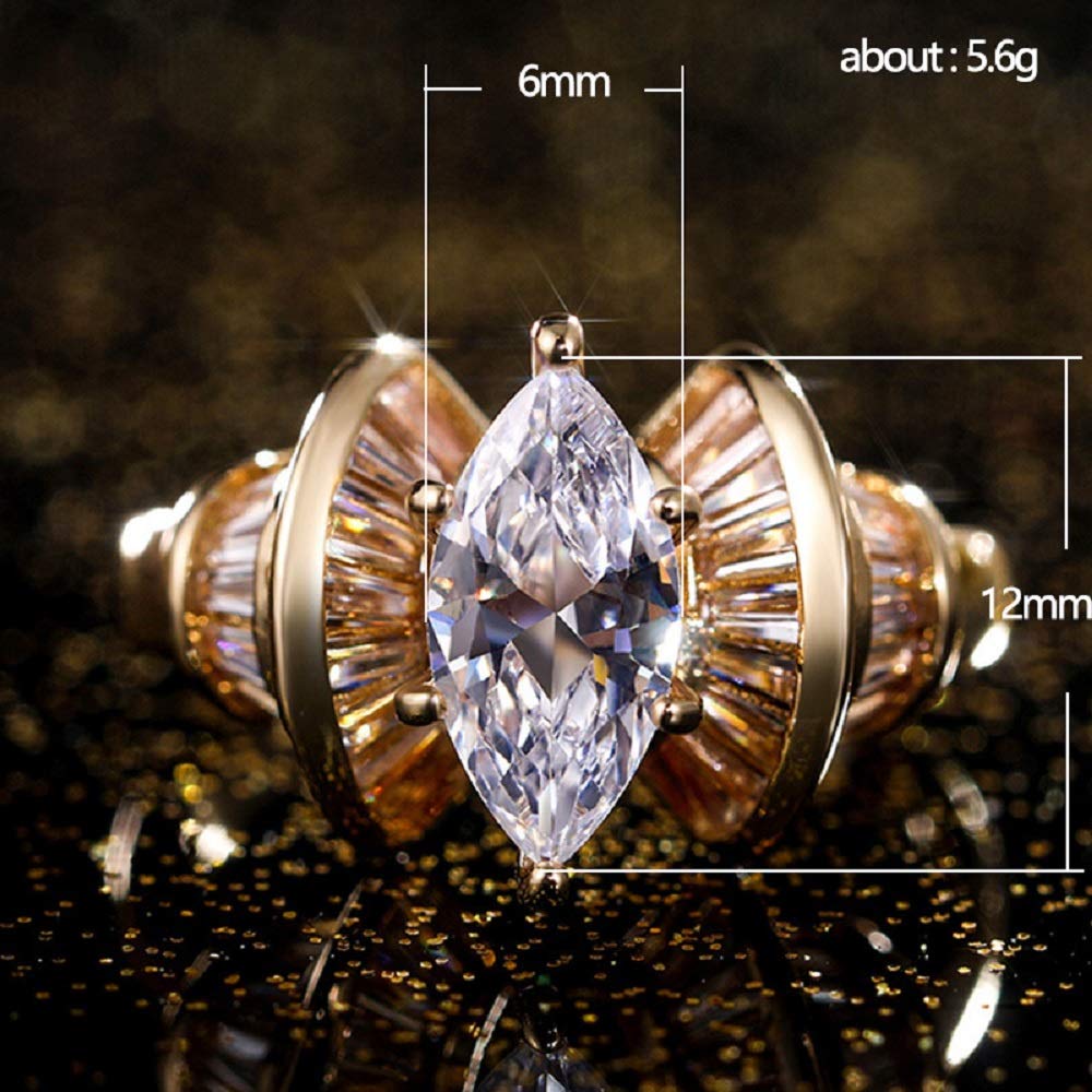 CTDFJRYFF 18K Gold 6 Prong Set 2 Carat Eye Shape Moissanite Engagement Diamond Ring Eternal Promise Ring Anniversary Ring For Women(US Code6-10) GOLD(10)