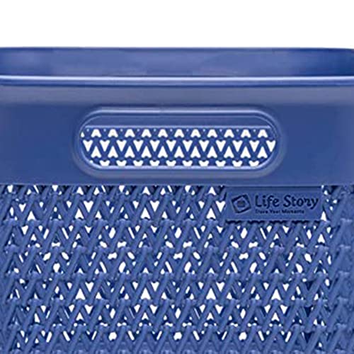 Life Story 16 Quart Lightweight Heavy Duty Woven Trendy Storage Organizer Holder Bin Basket w/Built In Handles for Household Storage, Blue (6 Pack)