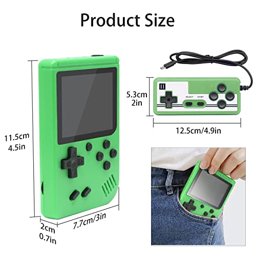 LARSEBEI Retro Handheld Game Console, 3.0-Inch Portable Video Game Console for Kids with 800 Classical FC Games,1020mAh Rechargeable Battery,Supports Two Players and Connects to TV (Green)