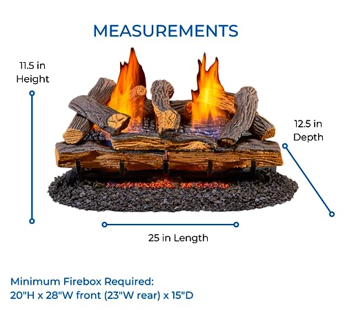 Duluth Forge DLS-24R-1 Dual Fuel Ventless Fireplace Logs Set with Remote Control, Use with Natural Gas or Liquid Propane, 33000 BTU, Berkshire Split Oak, 24 Inches