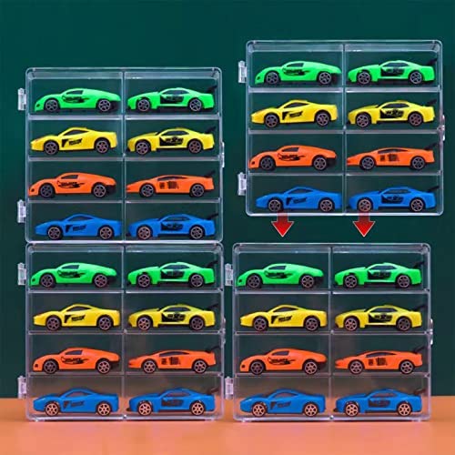 FURENMA 1/64 Scale Toy Cars Acrylic Display Case 1PC Crystal Display Shelf Showcase Cabinet Display Box for Mini Toy Car&Figures,8 Compartments Clear Storage Box,7.7" W x 1.8" D x 6.8" H