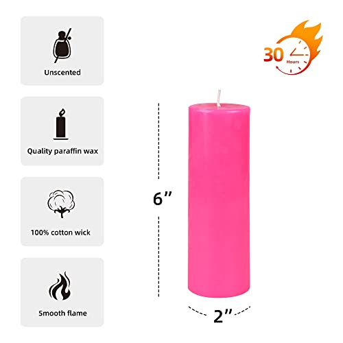Zest Candle Pillar Candle, 2 by 6-Inch, Hot Pink