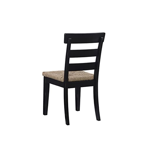 Linon Black Wood Woven Rush Seat, Minelli Dining Chair, Set of 2