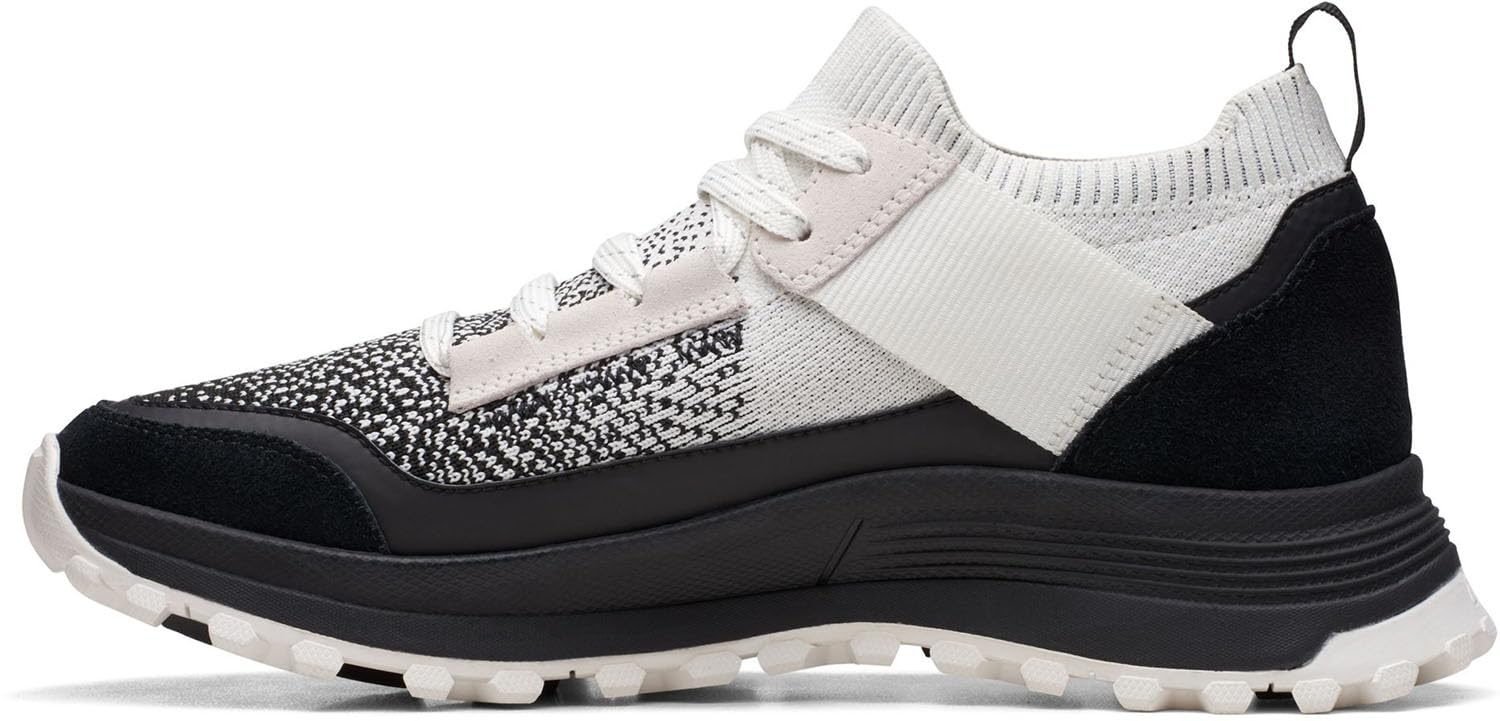 Clarks Women's ATL Trek Knit Sneaker, Off White Text, 8