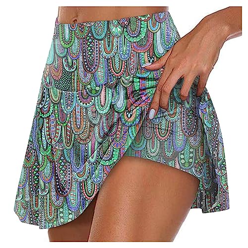 Skort for Women Knee Length High Waist Skorts Skirts for Women Golf Pleated Built-in Shorts Skirts Casual Skirt
