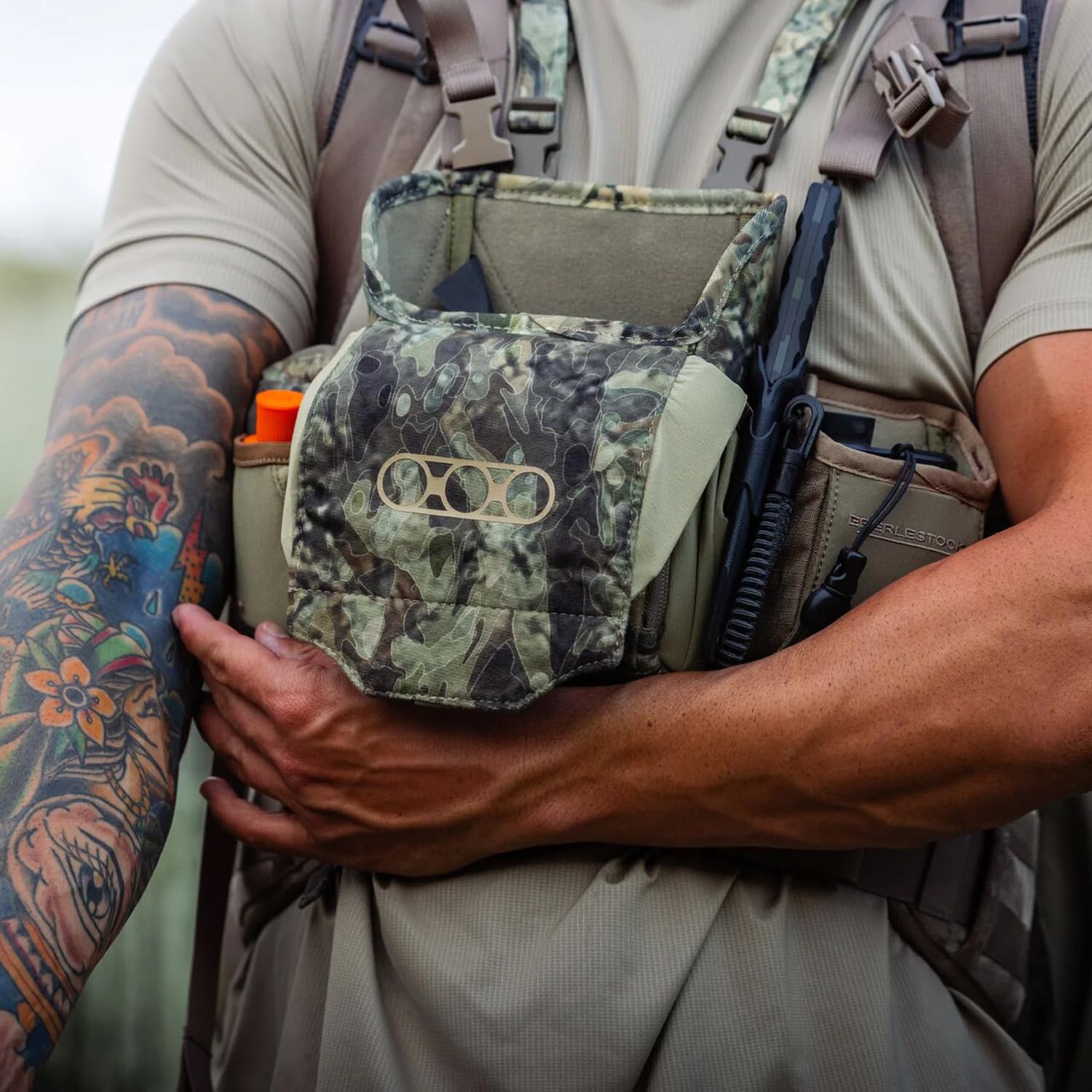 Eberlestock Recon Modular Bino Pack - Advanced Binocular Harness System with Customizable Attachments - Gray - Large