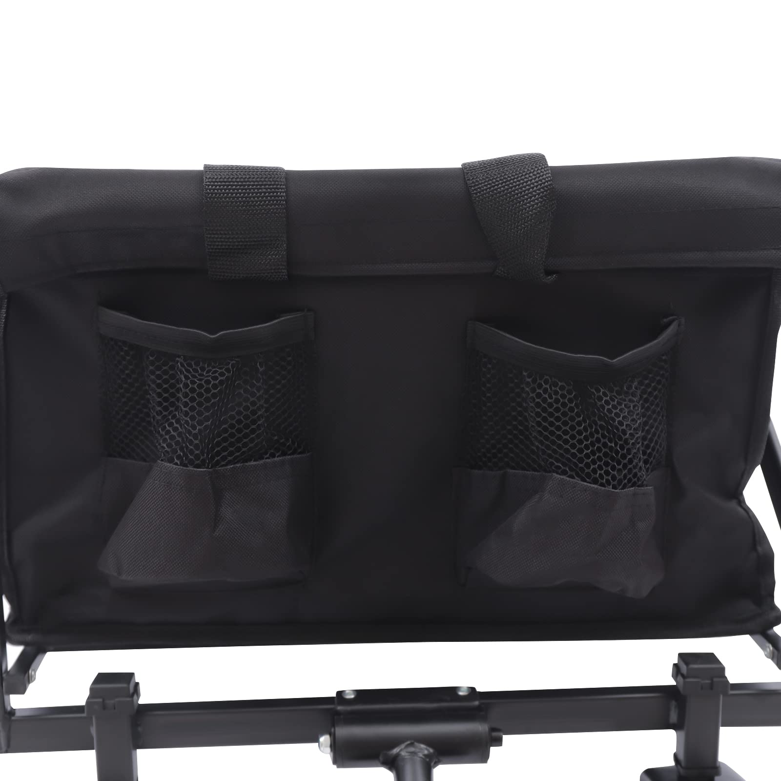 Collapsible Folding Wagon Cart - Heavy Duty Utility with 5 Inch All Terrain Wheels, Adjustable Handle, and 2 Cup Holders - Ideal for Beach, Garden, Shopping, and Camping - Black