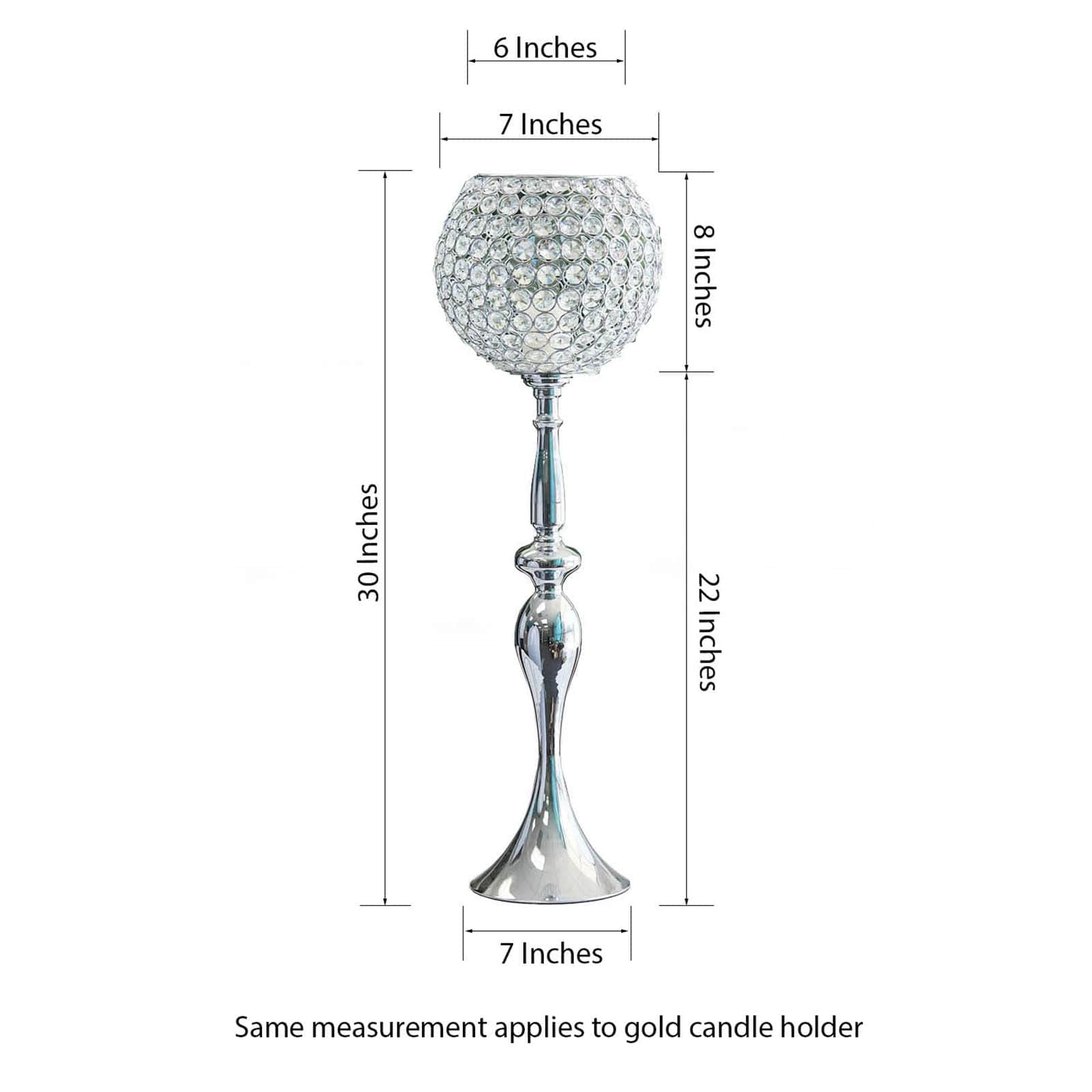 Tableclothsfactory 30" Silver Acrylic Crystal Goblet Candle Holder Flower Ball Centerpiece for Wedding Events Decoration