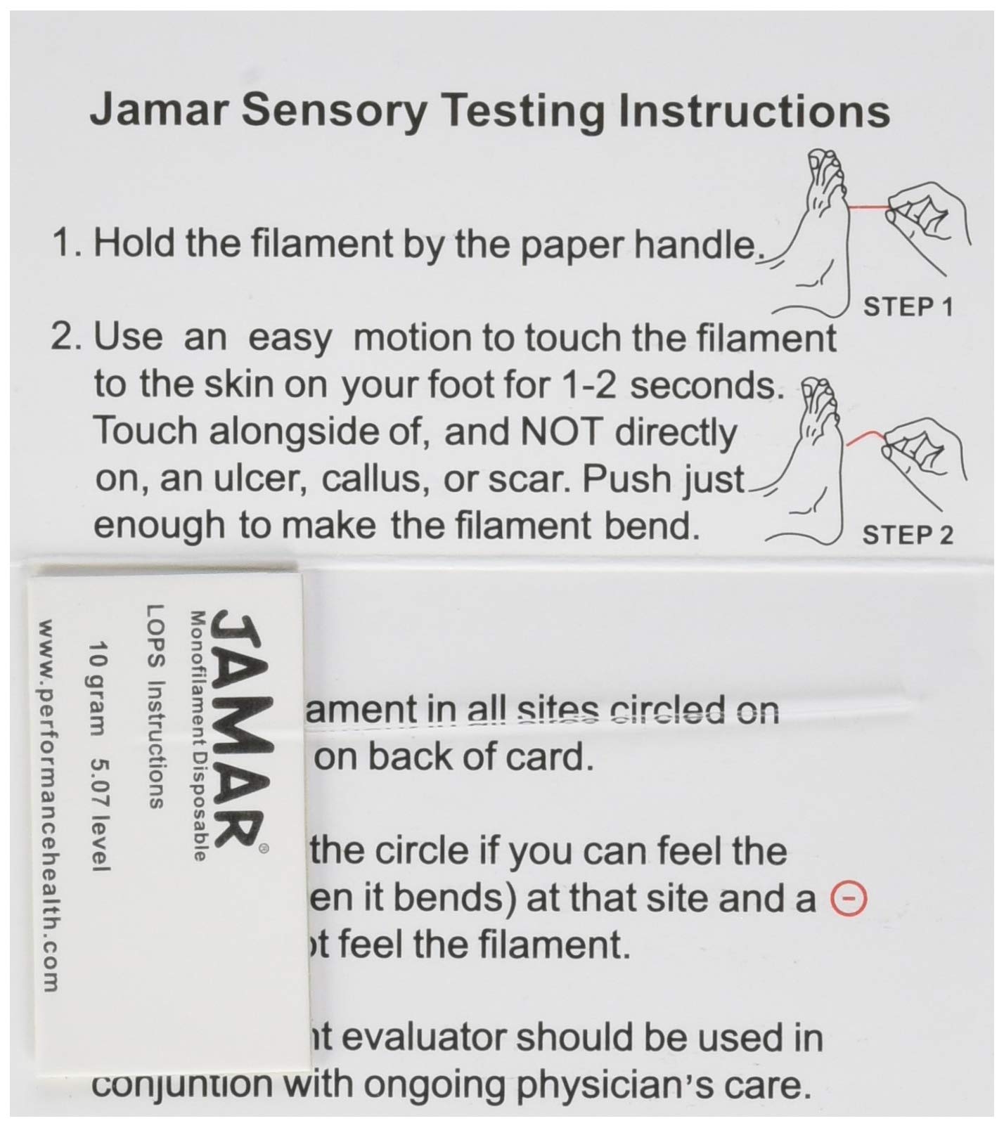 Jamar Disposable Monofilaments, Pack of 20 LOPS (Loss of Preventative Sensation) 5.07 Measuring Tool for Diabetic Foot & Neuropathy Screening, Monofilament Set, Includes Instruction Card