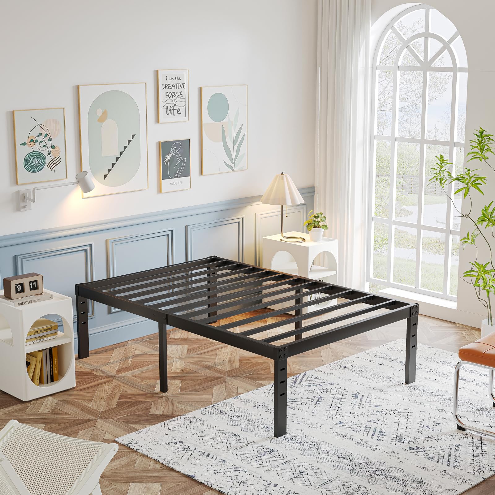 Cleaniago 16 Inch Twin Metal Platform Bed Frame,Heavy Duty Steel Single Bed Frame No Box Spring Needed for Adults Teens Kids,Noise Free, Easy Assembly, Black