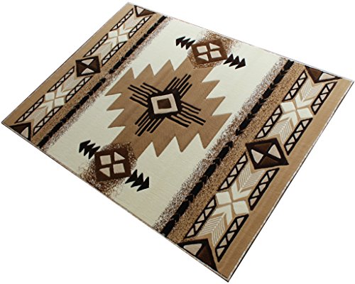 South West Native American Area Rug Design C318 Ivory (5 Feet X 7 Feet)