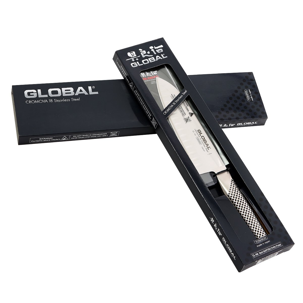 Global G-48-7 inch, 18cm Santoku Hollow Ground Knife, 7", Stainless