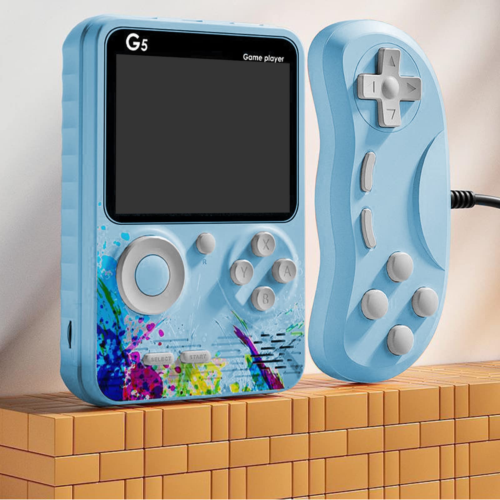 G5 Retro Handheld Game Console with 500 Classic FC Games, 3.0-Inch LCD Screen, Connected to TV Without Conversion Cable, 1000mAh Rechargeable Battery, Supports Two-Player Confrontation.