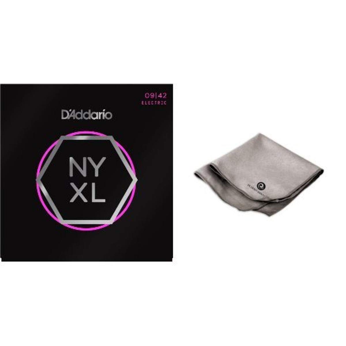D'Addario NYXL0942 Nickel Plated Electric Guitar Strings, Extra Light 3 Pack with Microfiber Polish Cloth