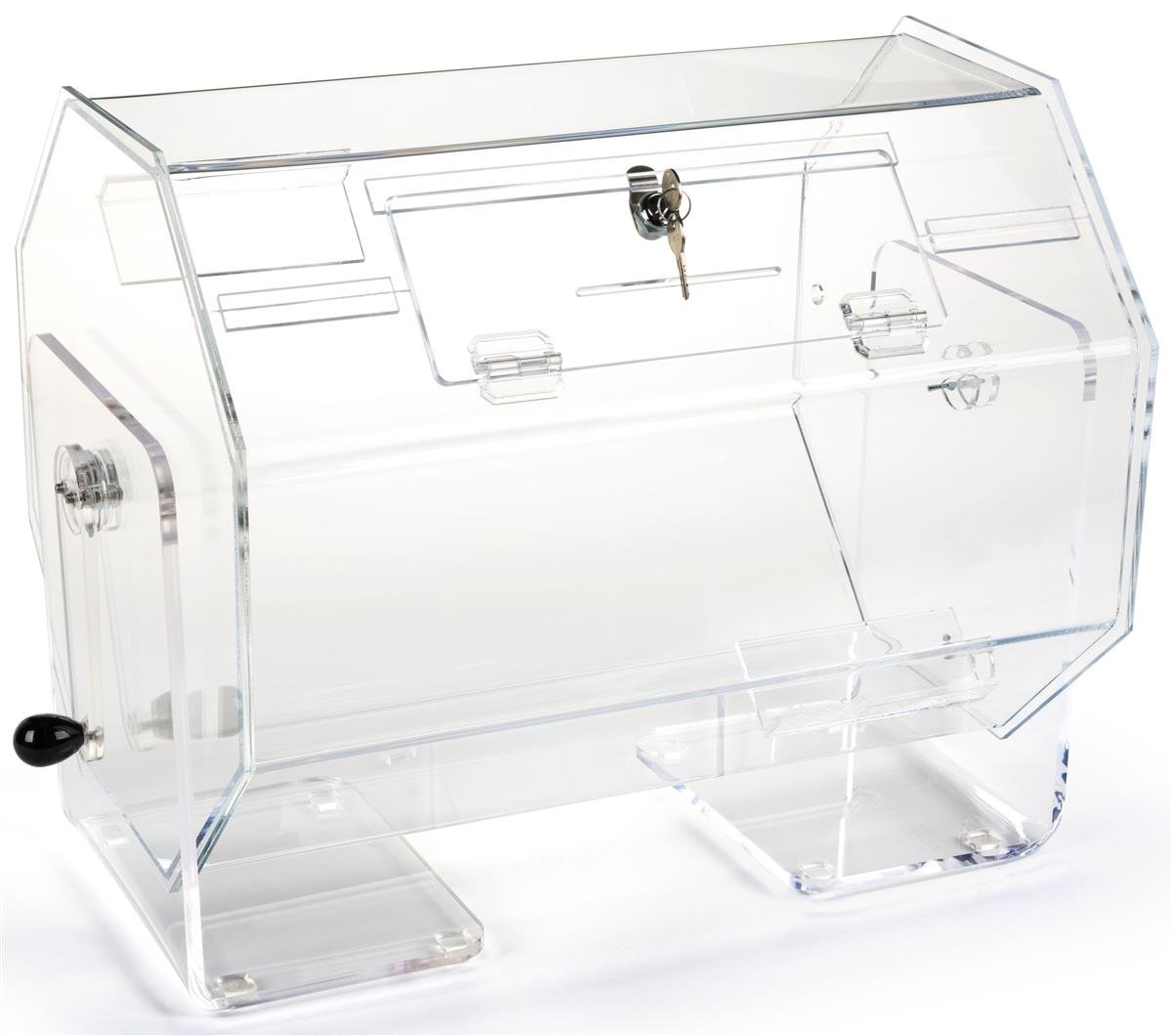 Clear Plexiglas Raffle Drum with Locking Hinged Door for Countertop Usage - Medium