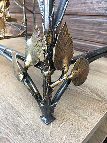 Garden bench consisting of 3 parts made in the technique of the artistic forging, floral decor
