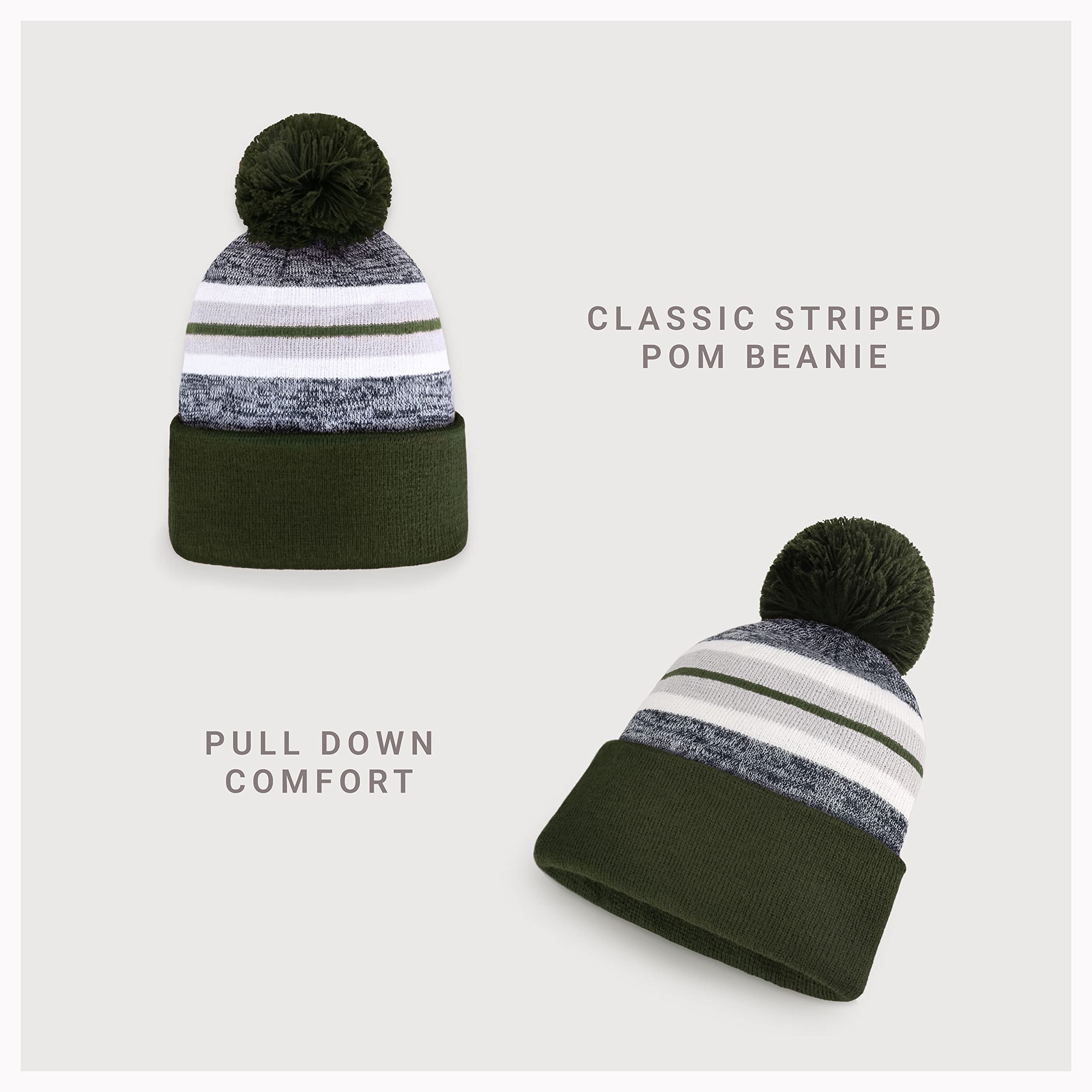 CHOK.LIDS Plain Color Stripe Beanies for Men and Women Soft Acrylic Knit Cuffed Beanie Cap Winter Hat Outdoor (Black.)