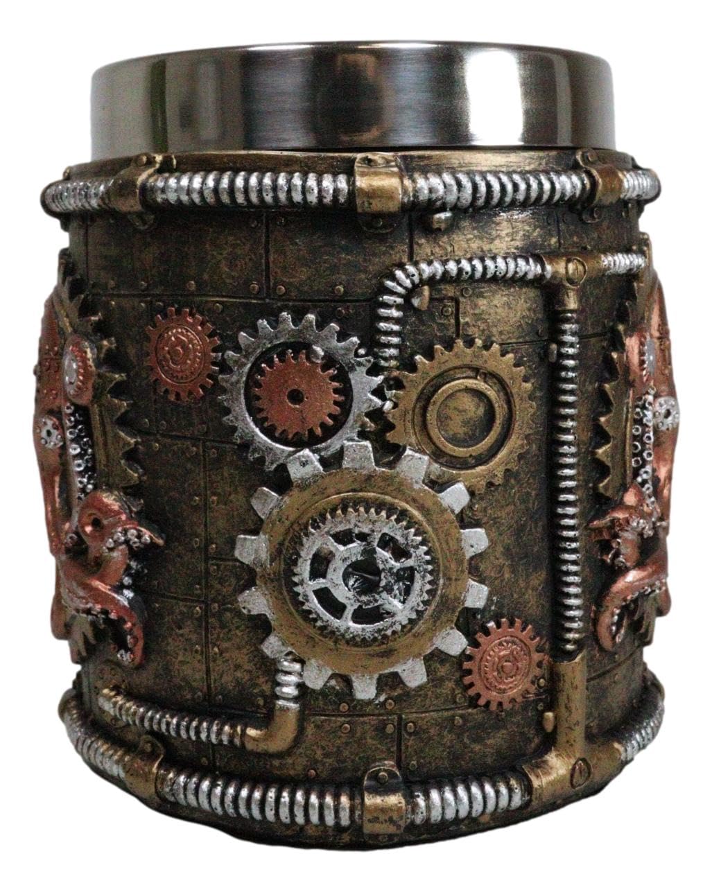 Ebros Brazen Steampunk Kraken Octopus Cyborg With Sculpted Robotic Gearwork Valves And Pipelines Beverage Drinkware Serveware Decorative Accent (Drinking Mug Cup)