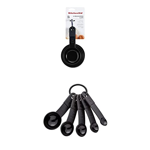 KitchenAid KE058OHOBA Classic Measuring Cups, Set of 4, Black/BlackandKitchenAid Classic Measuring Spoons, Set of 5, Black/Black