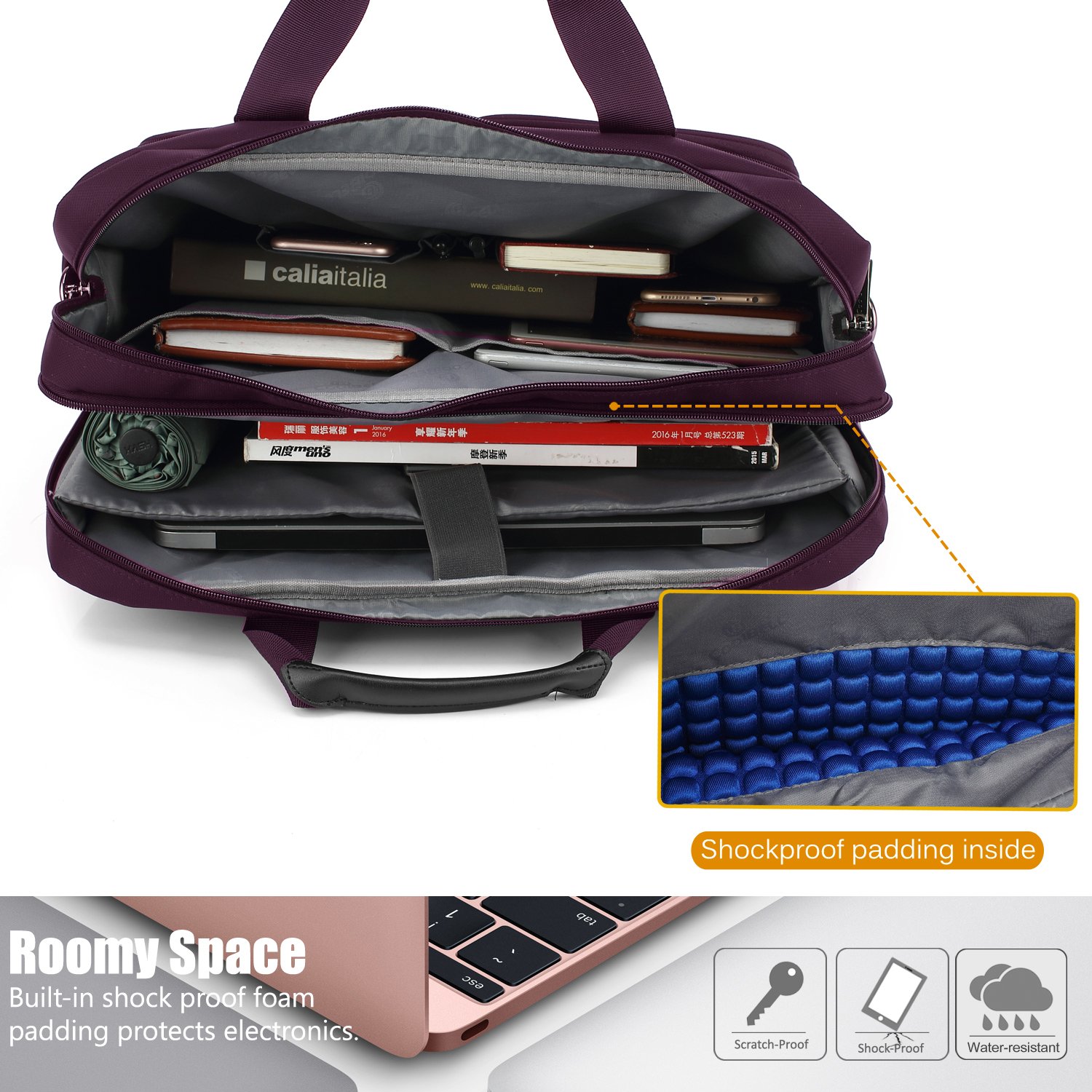 CoolBELL 17.3 Inches Laptop Messenger Bag Protective Shoulder Canvas Business Briefcase Multi-functional Computer Case For Men/Women/Office/Travel (Canvas Dark Grey)