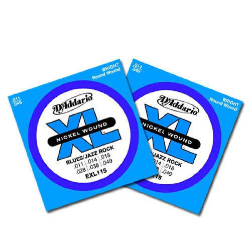 D'Addario Blues/Jazz Rock Nickel Wound Electric Guitar Strings 11-49 2 Pack