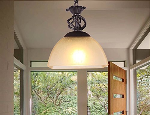 LIN XIAO HAO mayu Pendant Lighting Metal Bracket Retro Glass Lampshade Ceiling Light Pendant Lamp