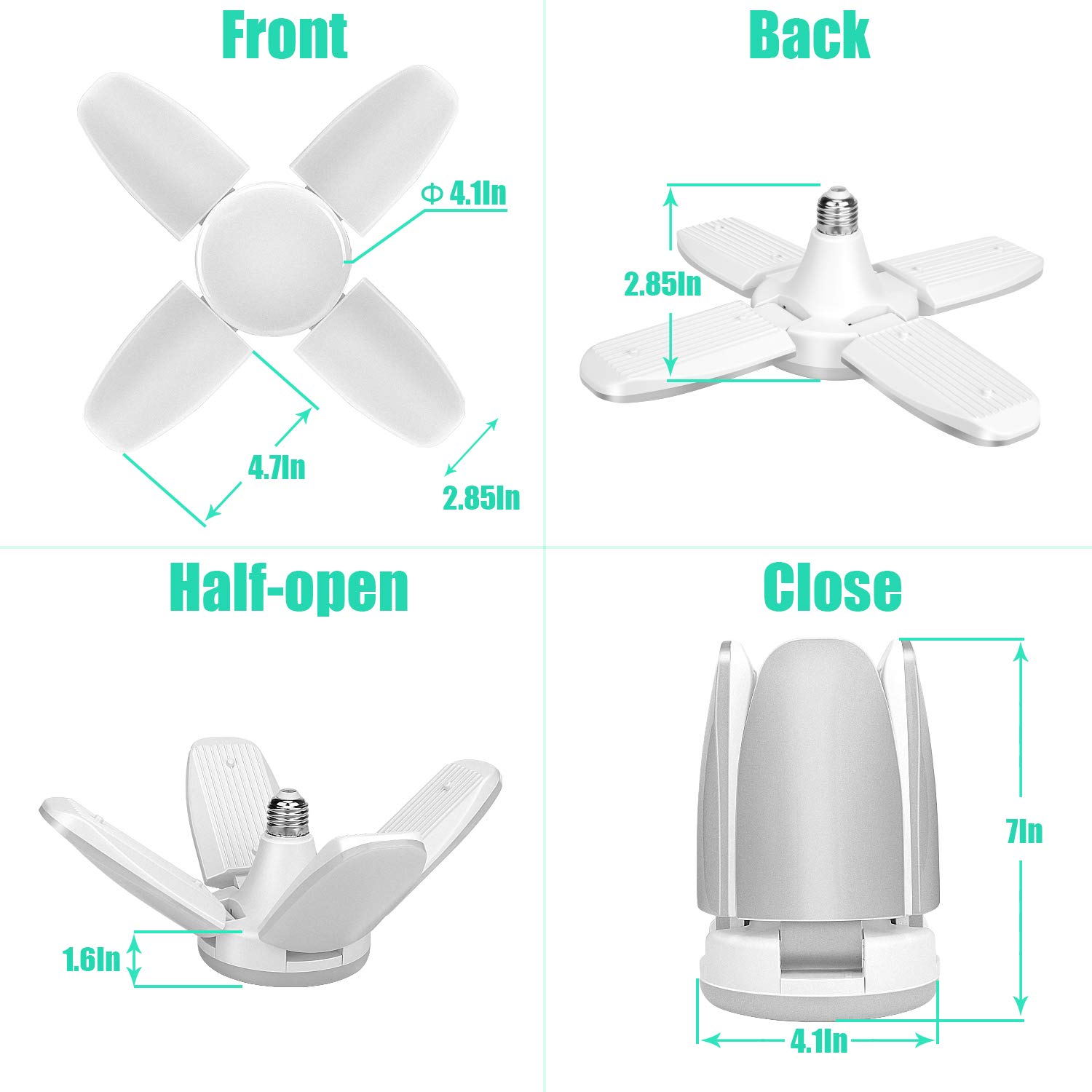 CREATESTAR LED Garage Lights, 6000LM 60W E26/E27 Led Basement Lights - Deformable Garage Ceiling Lighting lamp, LED Light Bulbs for Garage, Workshop, Workbench, Barn, Warehouse, Full Area, Shop