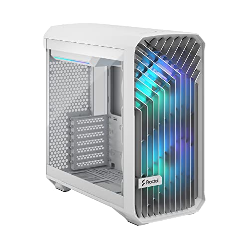 Fractal Design Torrent Compact RGB White - Clear Tint Tempered Glass Side Panel - Open Grille for Maximum air Intake - Two 180mm RGB PWM Fans Included - Type C - ATX Airflow Mid Tower PC Gaming Case