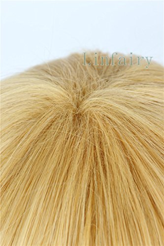 Linfairy Short Blonde Cosplay Wig Halloween Costume Cat Wig for Men