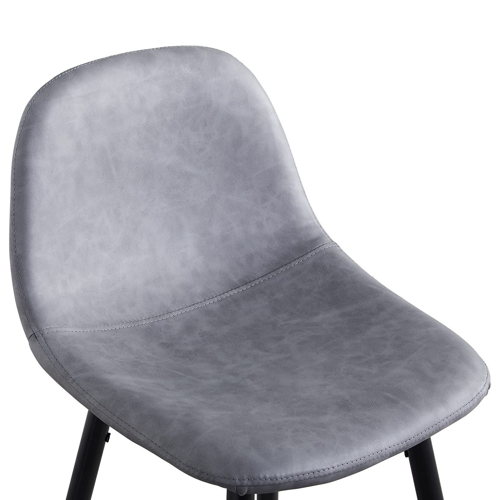 CLIPOP Pu Leather Bar Stools Set of 2, 26" Counter Height Bar Stool with Back, Sturdy Metal Legs, Footrest, Kitchen Bar Chairs for Home Island Breakfast Pub, Maximum Weight 330 lbs, Grey