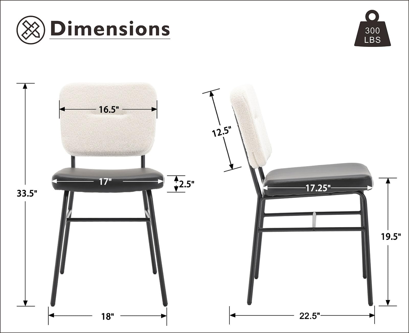 CIMOTA Modern Dining Chairs Set of 4 White Dining Room Chairs with Sherpa Back/Gold Metal Legs Comfy Upholstered Kitchen Chairs Leather Accent Chair for Dining Room/Restaurant