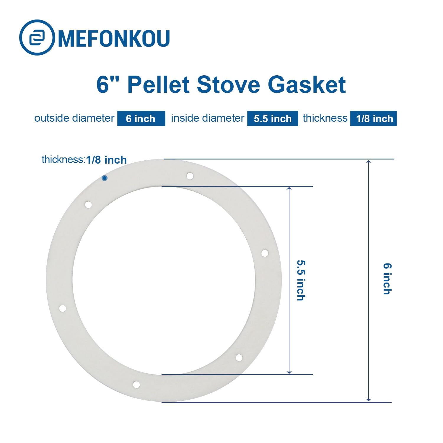 MEFONKOU 6" Pellet Stove White Gasket for Combustion Exhaust Fan Mounting Blower to Housing Seal with 100's and Most Pellet Stoves 2100J(3/pack)
