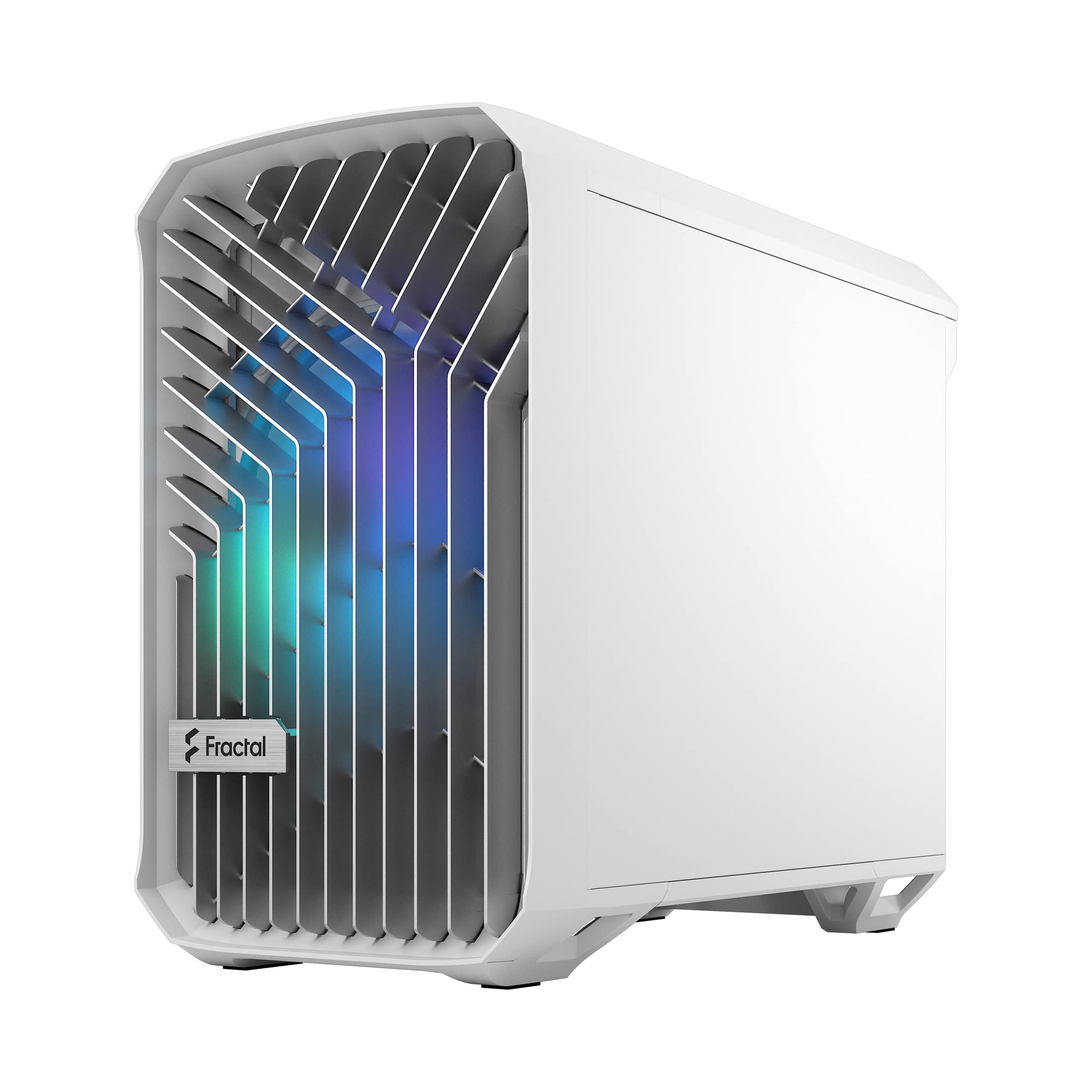 Fractal Design Torrent Nano RGB White - Clear Tint Tempered Glass Side Panel - Open Grille for Maximum air Intake - 180mm RGB PWM Fan Included - Type C - mITX Airflow Mini Tower PC Gaming Case