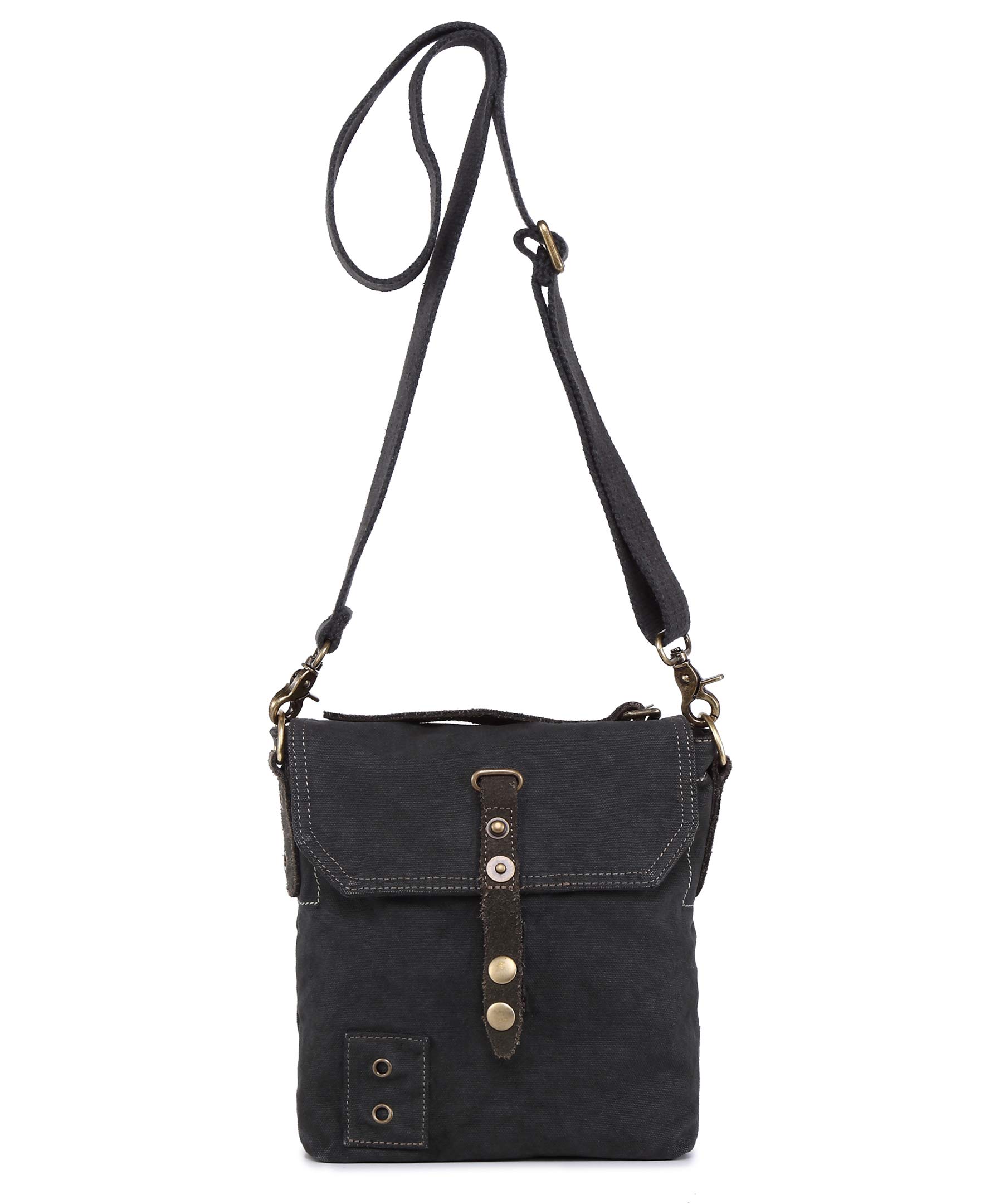 TSD Brand Coastal Canvas Crossbody Bag (Dark Grey)
