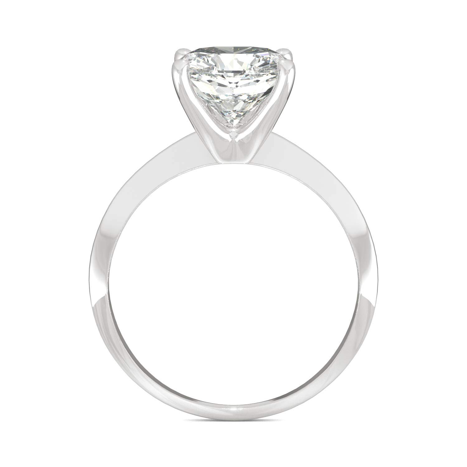 Charles & Colvard Created Moissanite 8mm Cushion Cut Solitaire Engagement Ring for Women | 2.4 cttw DEW | Lab Grown | Solid 14K White Gold with Rhodium | Size 4