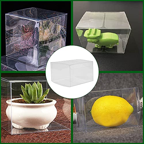 Oomcu 40 Pack Clear PET Plastic Boxes,Transparent Favor Candy Bakery Mini Cake Cookie Donut Dessert Macaron Pastry Gift Packaging Box Container for Wedding Baby Shower Birthday Party(4" x 4" x 2.5")