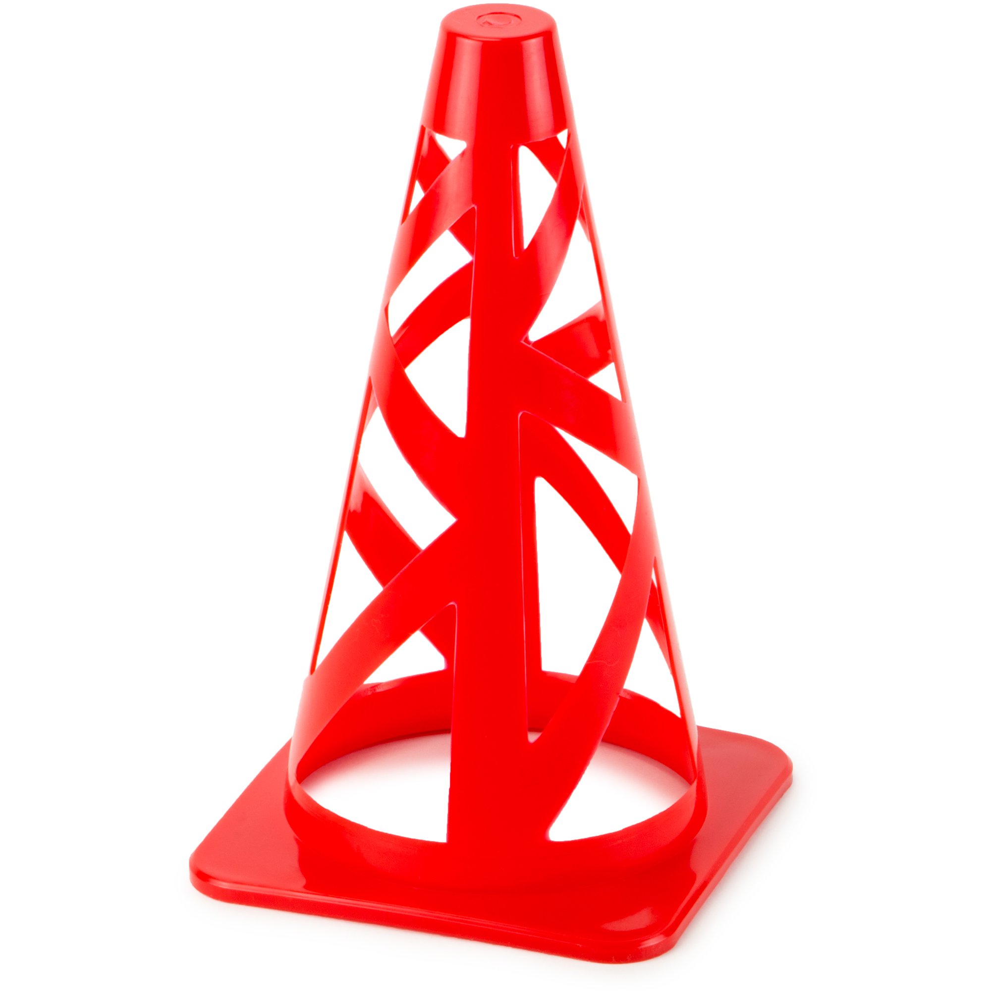 Crown Sporting Goods Red 9" Collapsible High Hat Sport Cone Markers for Indoor/Outdoor Agility Training - 12 Pack