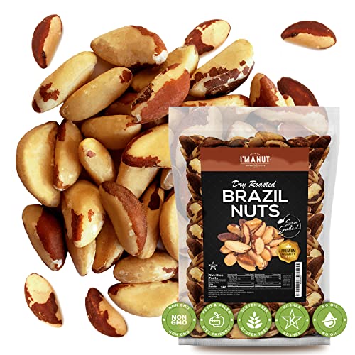 Dry Roasted Brazil Nuts Sea Salted 32oz (2 Pounds) | No oil | No Herbicides Or Pesticides | Batch Tested Gluten & Peanut Free | Non GMO | No PPO | Vegan and Keto Friendly | Premium Quality | Made from 100% Natural Brazil Nuts