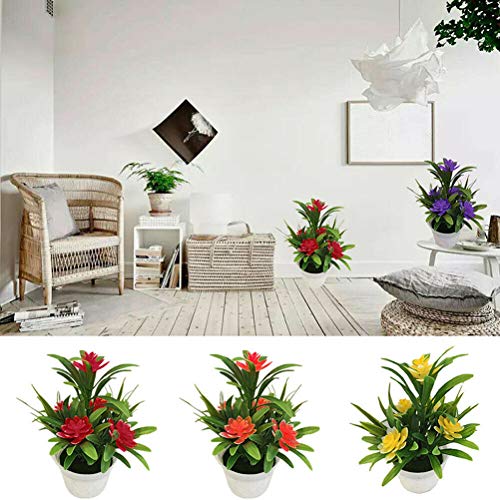 TUANJIE Outdoor Flower Fake False Plants Flowers Artificial Garden Decor with Pot 5 Head Home Decor for Home Decor Wedding Decorative Flowers DIY,Yellow