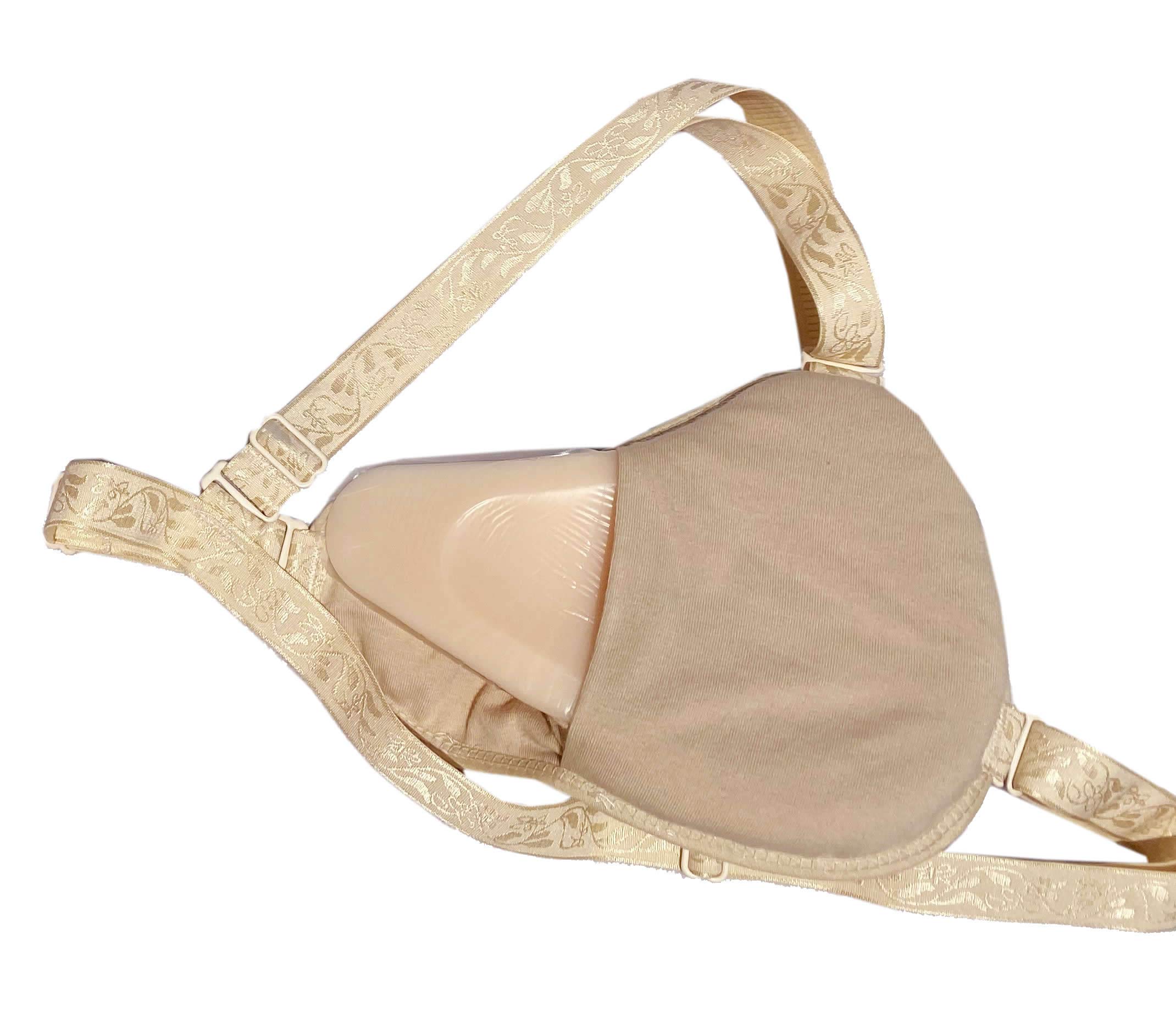 Cotton Protect Pocket for Mastectomy Silicone Breast Forms Cover Bags for Prosthesis Artificial Fake Boobs A Pair (XL for 500g-600g, Beige)